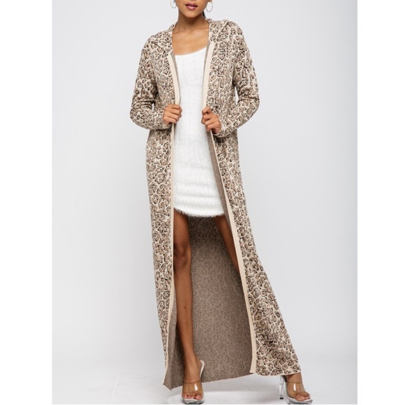 Sweaters | Leopard Print Long Maxi Cardigan Sweater Duster | Poshmark